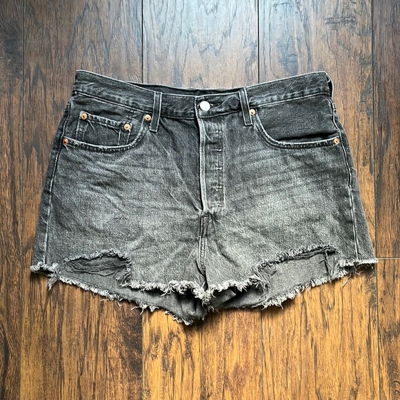 Levi's | Shorts | Levis 5 Faded Black Jean Button Fly Shorts | Poshmark